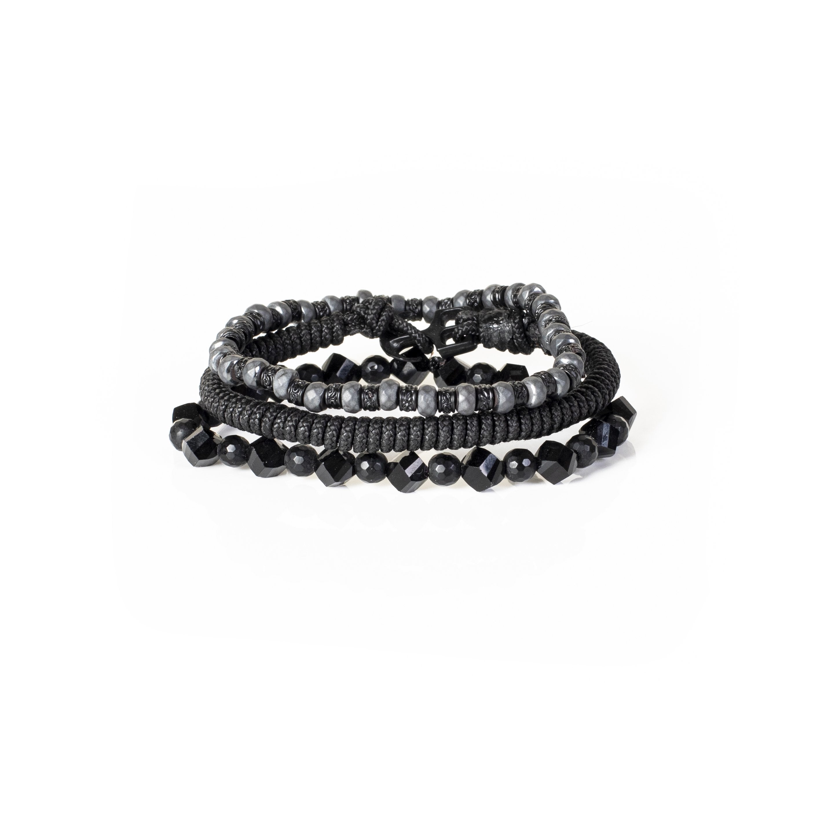 The Beaded Black And Gray Bracelet Set – The Dark USA